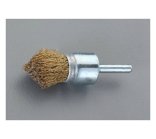 エスコ 軸付ブラシ(筒型/スチール製) 25mm/6mm EA819BM-124 1個●材質：鉄、真鍮メッキ●最大回転数：20000rpm●外径：25mm●軸径：6mm●毛丈：30mm●全長：85mm●線径：0.3mm●重量：53g●コード...