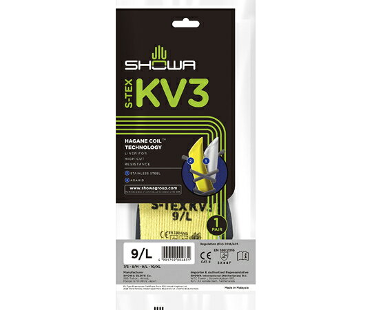 ショーワグローブ S-TEX KV3 Lサイズ S-TEX KV3-L 1個●ステンレスワイヤー糸とアラミド繊維（ケブラー?）を採用しています。●天然ゴムを手のひらにコーティングした、通気性に優れた背抜き手袋です。●手首部分までカバーできる...