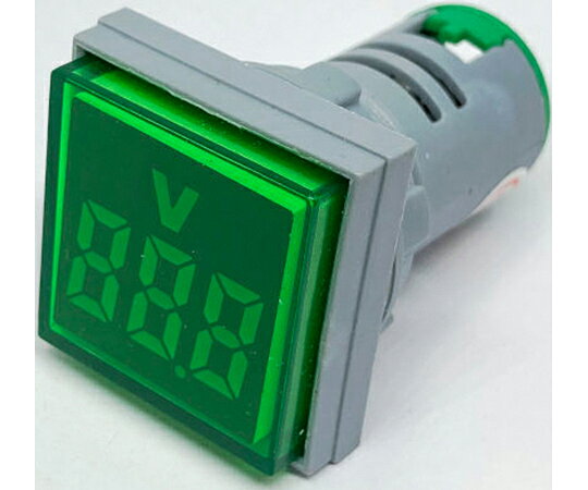 アズワン DC4-100V LEDデジタル電圧計 角型 緑 FXB16-22FSV-G 1個●パネル取付タイプの角型デジタル電圧計モジュールです。読みやすい7セグメントLEDによる電圧直読（DCV）の表示となっています。動作用電源と測定電圧...