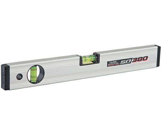 TJMデザイン（タジマツール） ボックスレベルスタンダード 380mm BX2-S38 1個●スタンダードタイプアルミ製水平器●キズのつきにくい特殊ハードアルマイト表面処理をしています●エラストマー製サイドプロテクター付●蓄光シート●使用用...