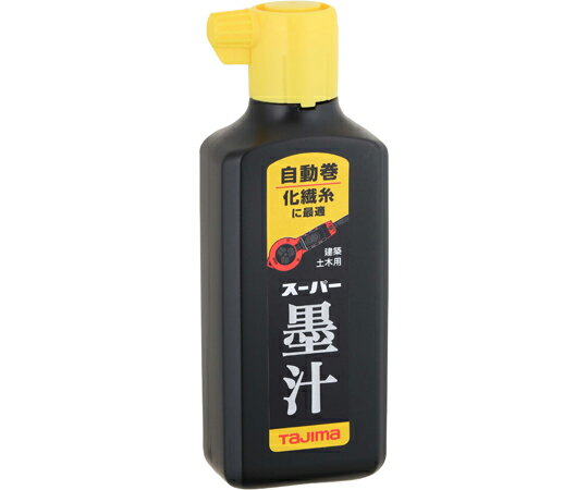 TJMデザイン（タジマツール） スーパー墨汁 180mL PSB2-180 1個●化繊つぼ糸に最適●化繊つぼ糸に最適●乾燥してもつぼ糸、つぼ綿が硬く固まらず、水ですぐ溶け元に戻ります●凍結しにくく寒冷地での作業が楽に行えます●塩分を含んでい...