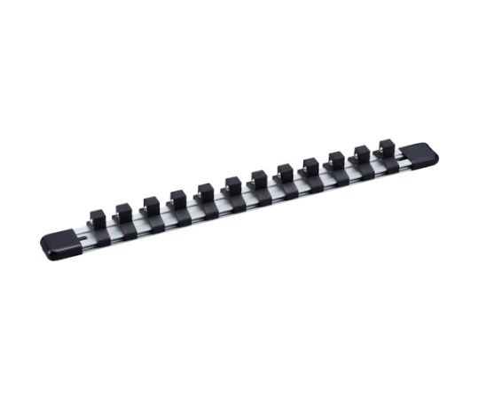 TONE ソケットホルダー（アルミタイプ） 差込角9.5mm 差込数12 SH1312 1個●ソケット、ジョイント類をすっきり整理することができるアルミレールのソケットホルダーです。●クリップは樹脂製（鋼球付き）でソケットの取り外しが容易で...