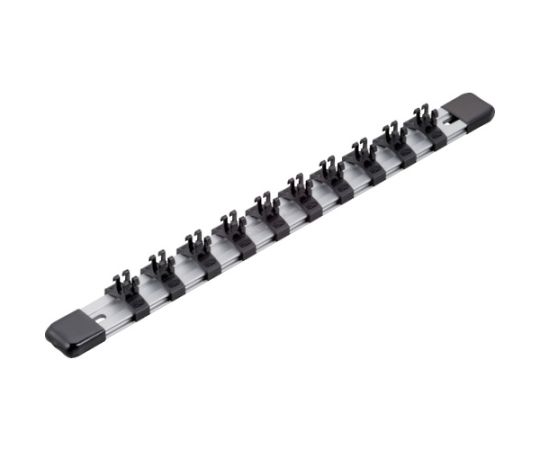 TONE ソケットホルダー（アルミタイプ） 差込角9.5mm 差込数10 全長300mm SH2310 1個●ソケット、ジョイント類をすっきり整理することができるアルミレールのソケットホルダーです。●インパクト用ソケットはピンとOリングを付...