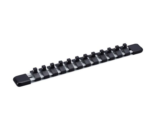 TONE ソケットホルダー（アルミタイプ） 差込角6.35mm 差込数12 SH1212 1個●ソケット、ジョイント類をすっきり整理することができるアルミレールのソケットホルダーです。●クリップは樹脂製（鋼球付き）でソケットの取り外しが容易...