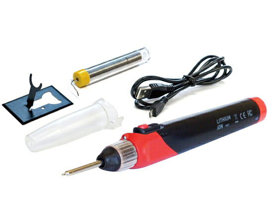 CUSTOR 充電式半田コテセット ST-25083 1個●携帯用充電式はんだこて・ウレタン加工・木彫絵付け等、豊富な形状のコテ先（ヒーター部）で、多様な作業に対応するヒーティングツールです。●立ち上げ後、約10秒で温まる急速加熱！指先の通...