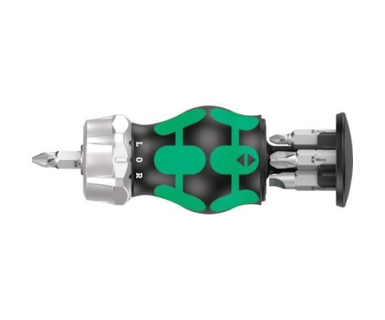 Wera スタビ差替式ラチェットドライバー RA3 008885 1セット(6本入)●人間工学に基づいて設計されたハンドルにより手に馴染みます。●ラチェット機能は送り角8°です。●小型ハンドルにより作業、収納スペースの削減を実現します。●回...