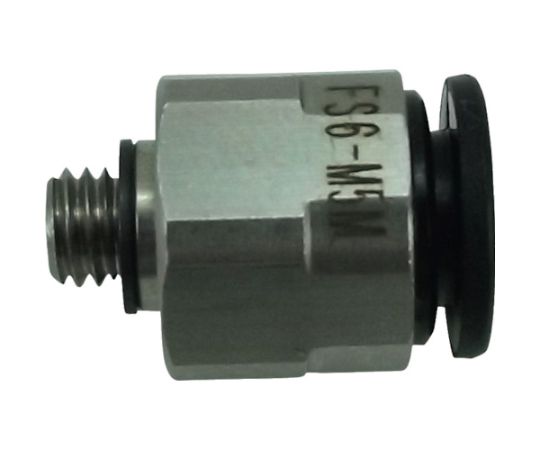 ●適合チューブ外径D（mm）：6●接続口径：M5×0.8●六角対辺（mm）：12●使用圧力：1MPa（空気）、0.3MPa（水）●使用流体：空気、水●流体温度：-5〜60℃（空気）、5〜40℃（水）●材質／仕上：本体／ステンレス（SUS30...