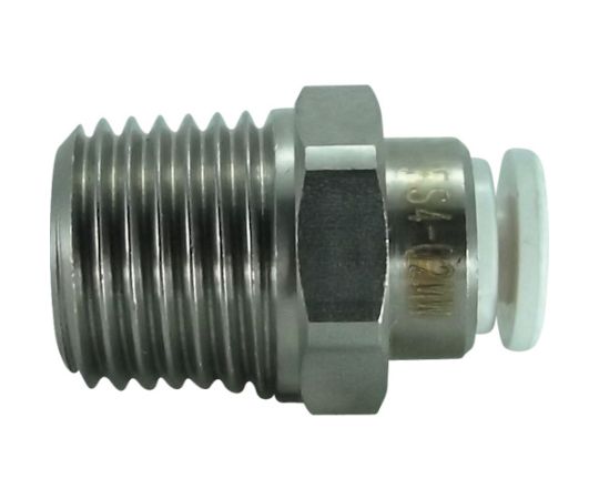 ●適合チューブ外径D（mm）：4●接続口径：R1/4●六角対辺（mm）：14●使用圧力：1MPa（空気）、0.3MPa（水）●使用流体：空気、水●流体温度（℃）：-5〜60℃（空気）、5〜40℃（水）●材質／仕上：本体／ステンレス（SUS3...