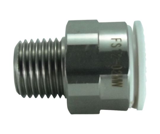 ●適合チューブ外径D（mm）：12●接続口径：R1/4●六角対辺（mm）：19●使用圧力：1MPa（空気）、0.3MPa（水）●使用流体：空気、水●流体温度（℃）：-5〜60℃（空気）、5〜40℃（水）●材質／仕上：本体／ステンレス（SUS...