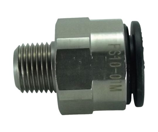 ●適合チューブ外径D（mm）：10●接続口径：R1/8●六角対辺（mm）：17●使用圧力：1MPa（空気）、0.3MPa（水）●使用流体：空気、水●流体温度（℃）：-5〜60℃（空気）、5〜40℃（水）●材質／仕上：本体／ステンレス（SUS...