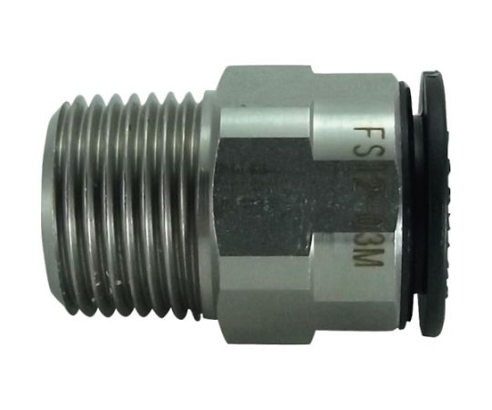 ●適合チューブ外径D（mm）：12●接続口径：R3/8●六角対辺（mm）：19●使用圧力：1MPa（空気）、0.3MPa（水）●使用流体：空気、水●流体温度（℃）：-5〜60℃（空気）、5〜40℃（水）●材質／仕上：本体／ステンレス（SUS...