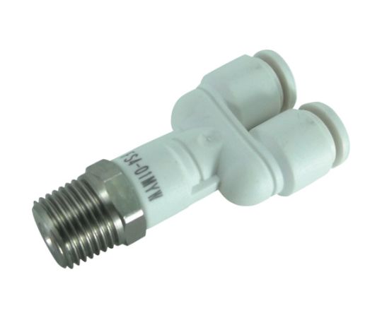 ●適合チューブ外径D（mm）：4×4●接続口径：R1/8●六角対辺（mm）：10●使用圧力：1MPa（空気）、0.3MPa（水）●使用流体：空気、水●流体温度：-5〜60℃（空気）、5〜40℃（水）●材質／仕上：本体／ステンレス（SUS30...