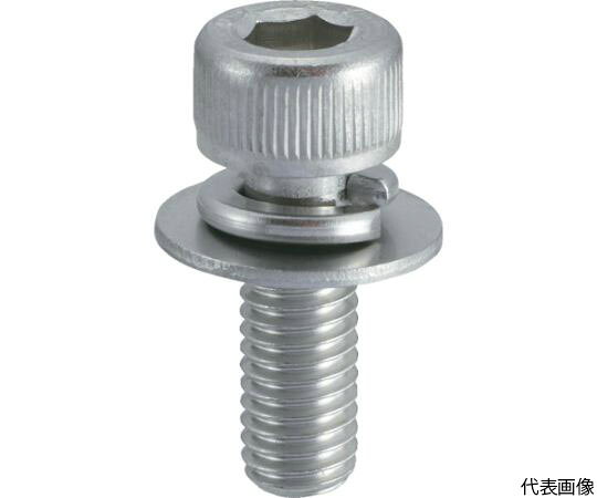 ●ワッシャー、スプリングワッシャーをセットする手間が省けます。●寸法（mm）d：M3●寸法（mm）L：15●ねじピッチ（mm）：0.5●強度区分：A2-70相当●パッケージ：ボルトンパック（ブリスター）●ワッシャー・スプリングワッシャー（P...