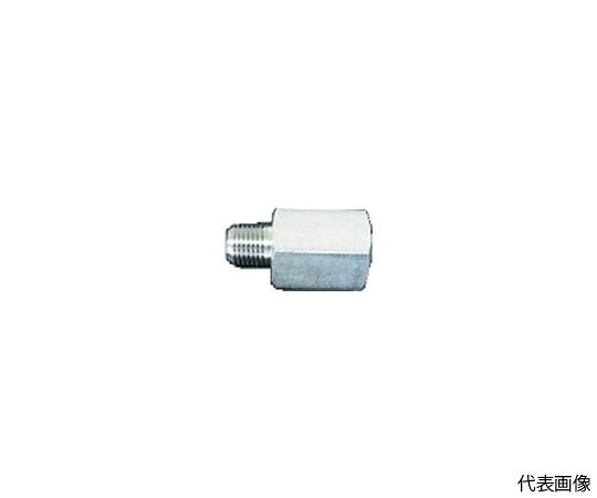 ●高圧ガス配管用。●接続サイズ：R3/8×G1/2●使用流体：窒素・酸素・アルゴン・空気など●設計温度：-10〜75℃●用途：高圧ガス用継手●適合流体：N2.O2.Ar、Air、CO2、He、H2●ネジサイズA：R3/8●ネジサイズB：G1...