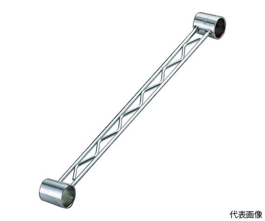 ●側面のこぼれ止めや、振れの補強として。●タイプ：間口用●長さ（mm）：1200●間口用●材質／仕上：スチール、表面処理／ニッケルクロム・クロムメッキ仕上げ●セット内容／付属品：ABS樹脂製スリーブ2組●原産国：台湾●コード番号：256-6001