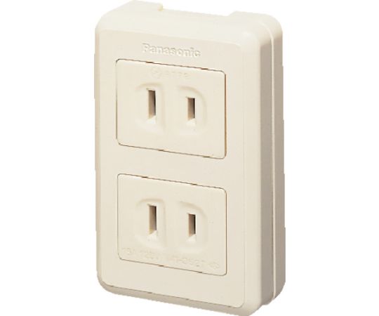 ●露出ダブルコンセントです。●定格：15A 125V●長さ（mm）：85●幅（mm）：55●厚さ（mm）：21●色：ミルキーホワイト●コンセント数：2個口●原産国：日本●コード番号：763-2185