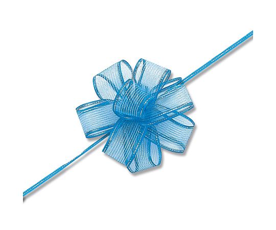 ●リボンを切って両端からリボンの真中の細い紐を引くと、きれいな花ができます。 完成サイズ：約90mmφ●サイズ：24mm×20m巻●材質：ナイロン・メタル●入り数：1反