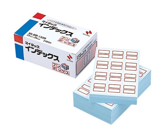 ●基材;上質紙●粘着剤：アクリル系●剥離紙：ノンポリラミ紙●12片×200シート入り（2,400片入り）●1片：23mmX29mm●中、赤枠●原産国：日本●コード番号：136-1963