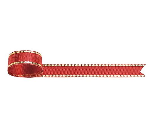 ●縁にゴールドがあしらわれたキレイなリボンです。●寸法：幅6mm×10m巻●カラー：あか●材質：ポリエステル繊維・ナイロン繊維