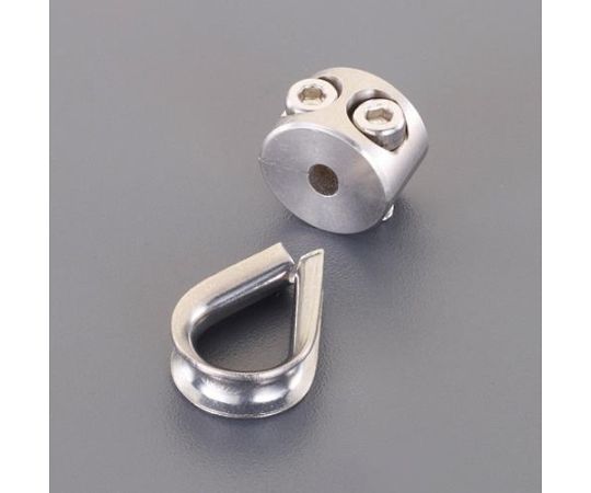 ●適合ワイヤー径：2mm●直径（mm）：15●全長（mm）：10●最高引張力：1.1kN●材質：ステンレス（SUS316）●シンブル付