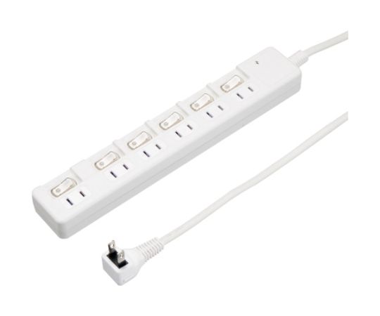 ●雷ガード・個別スイッチ・シャッター充実の安全機能付きです。●家庭やオフィスの電源周りに。●コンセント数：6個口●ケーブル長（m）：2●色：ホワイト●幅（mm）：46●奥行（mm）：26●高さ（mm）：269●定格電圧（V）：125●定格電...