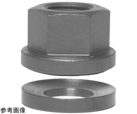 ●座付球面フランジナットです。●Aねじ径：M18●B（mm）：35●C（mm）：27●D（mm）：19●E（mm）：4●F（mm）：7.5●質量（g）：106●材質：S45C●熱処理：焼入28〜35HRC●仕上：黒染