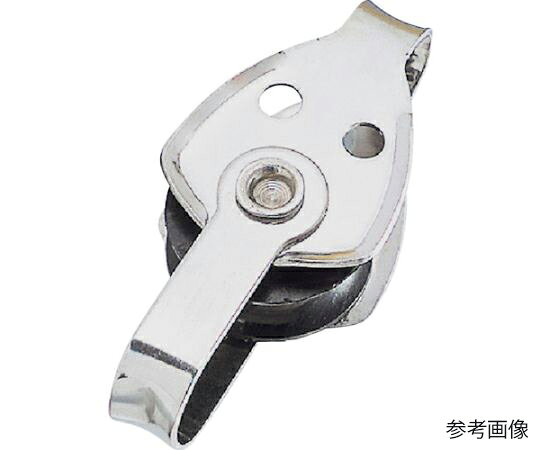 ●小型・軽量の滑車です。●ロープを通し、荷物等の吊り上げ・引張り作業に使用します。●車数：1●車径（mm）：25●車溝幅（mm）：7.5●d（mm）：10●W（mm）：28.5●L（mm）：64●使用ロープ径（mm）：5〜7φ●参考使用荷重...