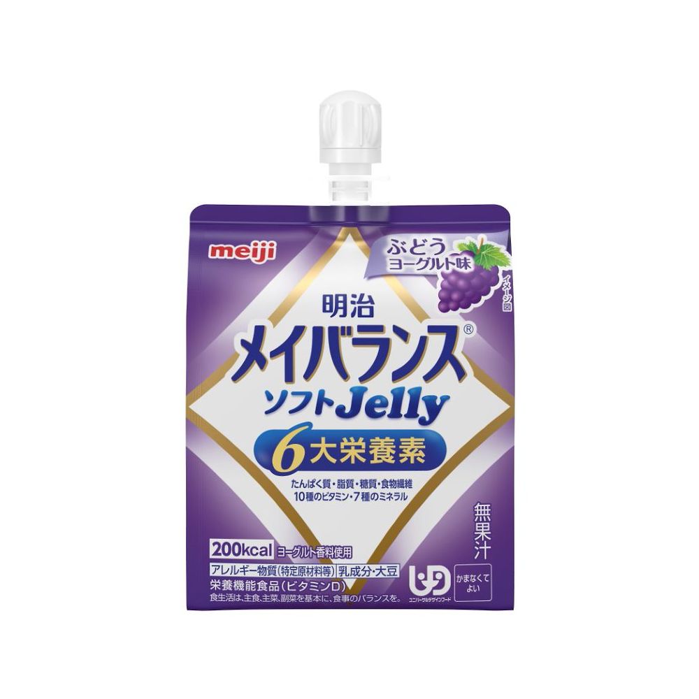 商品名:明治 メイバランスソフトJelly ぶどうヨーグルト味 36本入 1ケース(36本入) ●なめらか食感の少量高エネルギーゼリーです。●入数：1ケース（36本入）●内容量：125mL●栄養成分（1個/125mL当たり）：エネルギー／2...