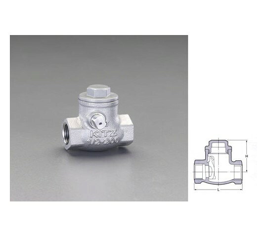 商品名:エスコ 1・1/4" スイングチャッキバルブ 1個 EA465AA-12●材質：ボディ：SCS13A、キャップ：SCS13A/SUS304、ジスク：SCS13A、ヒンジピン：SUS304、プラグ：SUS304、プラグ用ガスケット：非...