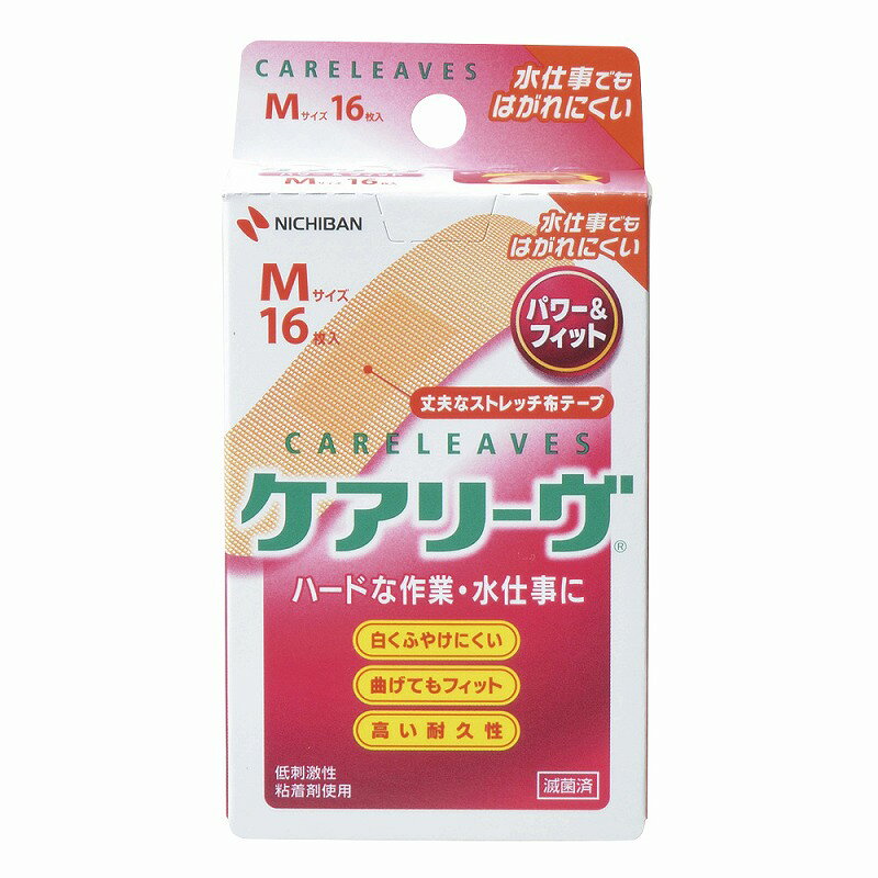 ●丈夫なストレッチ布テープでしっかりフィットします。●通気性がよく、低刺激で水仕事でもはがれにくい粘着剤を採用しています。●規格：M●サイズ(粘着部/パッド部)：21×70mm／13×22mm●入数：16枚