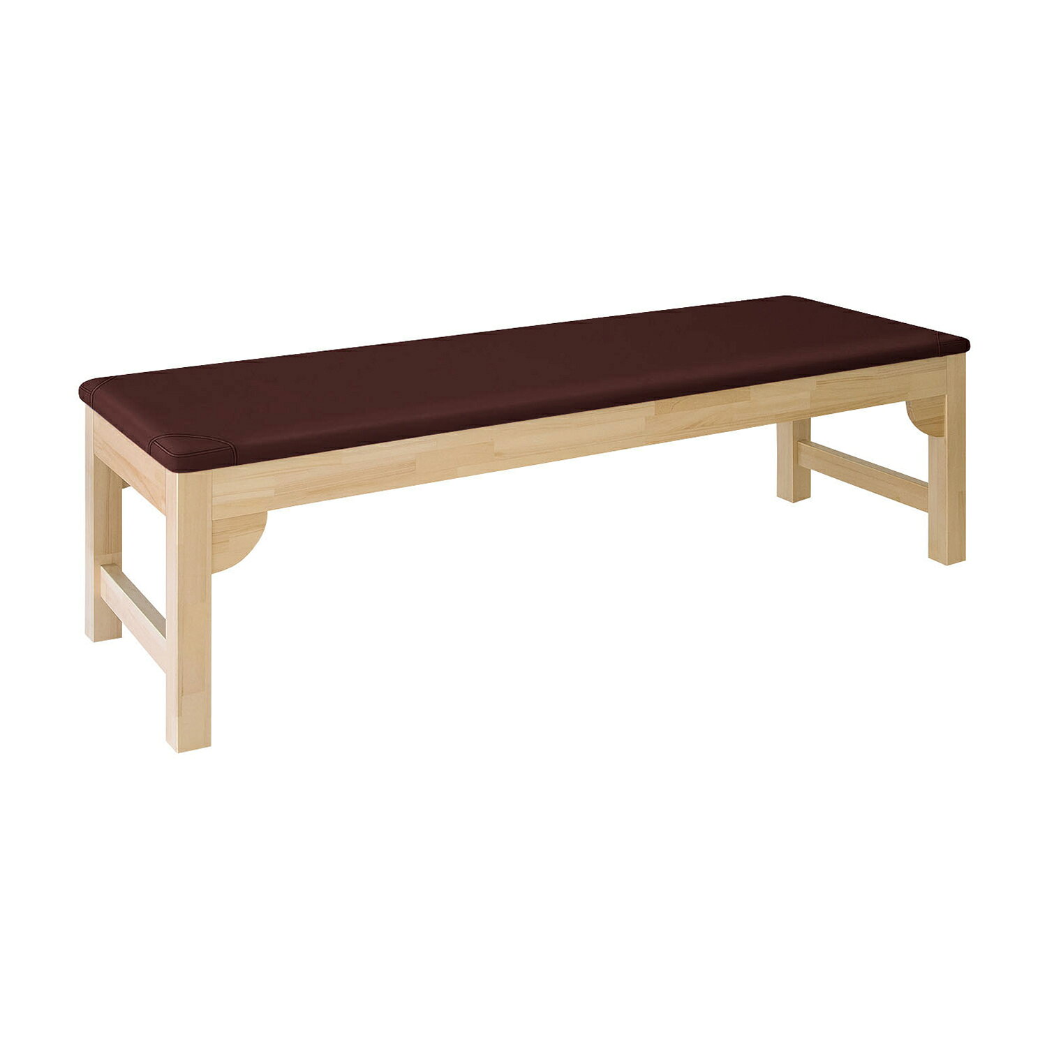 木製診察台 ビニルレザー茶高田ベッド製作所TB-743(60X180X60CM)●上質なメルクシパイン材を使用したカントリー家具風のデザイン。●床面をキズから守る専用のすべり止めゴムシート付。