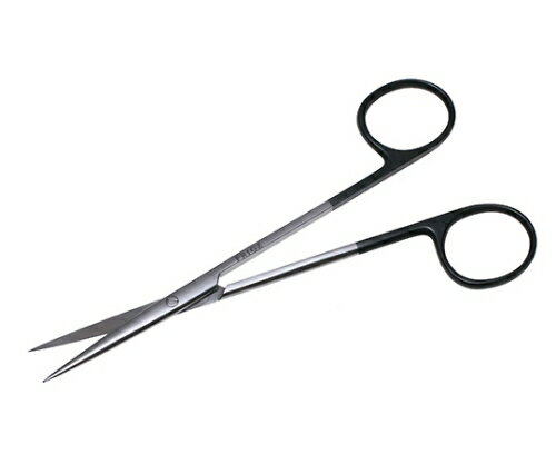 特徴●片刃鋸刃の剪刀です。仕様●14.5cm●直両尖●医療機器登録番号：12B3X00002000001