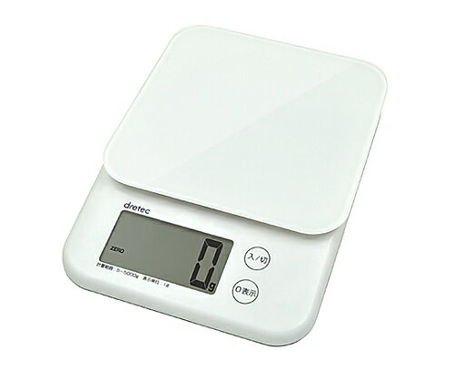 特徴●コンパクトでもたっぷりはかれる5kg計●バックライト付の大画面表示●取り外し可能で洗えるガラス皿仕様●本体：HIPS、計量皿：強化ガラス●計量範囲：5〜5000g●表示単位：1g単位●単4形乾電池×2個(動作確認用電池付)
