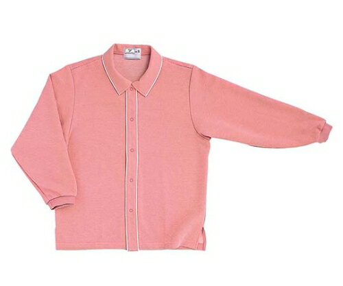 特徴●衿と前立てにポイントとなる身生地ライン入り。仕様●男女兼用●素材：ポリエステル85％・綿15％[リップルウエーブ防縮ニット]●サイズ：L●色：ピンク●胸囲（cm）：114●身丈（cm）：70●袖丈（cm）：57●肩幅（cm）：48