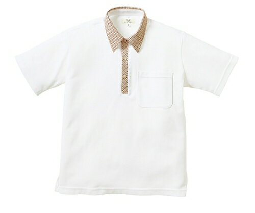 特徴●トラディショナルなチェックがポイントです。●袖口にもポイントのチェック柄、スリット入りです。仕様●男女兼用●素材：ポリエステル95％・綿5％[軽量鹿の子]、ポリエステル95％・綿5％[チェックニット]●サイズ：S●色：ホワイト●胸囲（...