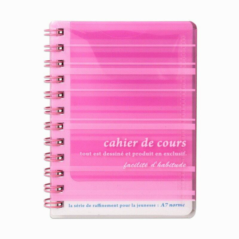 表紙が収納ホルダーになっていて便利なメモ。 表紙に透明P.Pシートを使用。原産国:中国規格:A7変型仕様:6mm罫14行止罫寸法:本体 W84×H106 / 本文 W76×H105枚数:60枚重量:53g