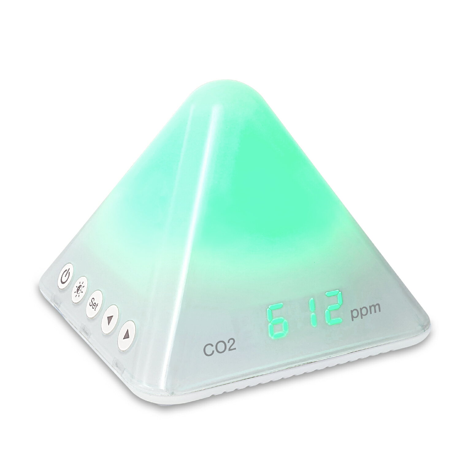 ◆CO2濃度をリアルタイムに表示。「換気」の目安をLEDの色で分かりやすく ◆ CO2濃度に連動してLEDの色が変化。「換気」の目安を分かりやすくお知らせします。CO2濃度は数値の表示だけでなく、CO2濃度が上昇するとLEDが緑⇒黄⇒赤に変...