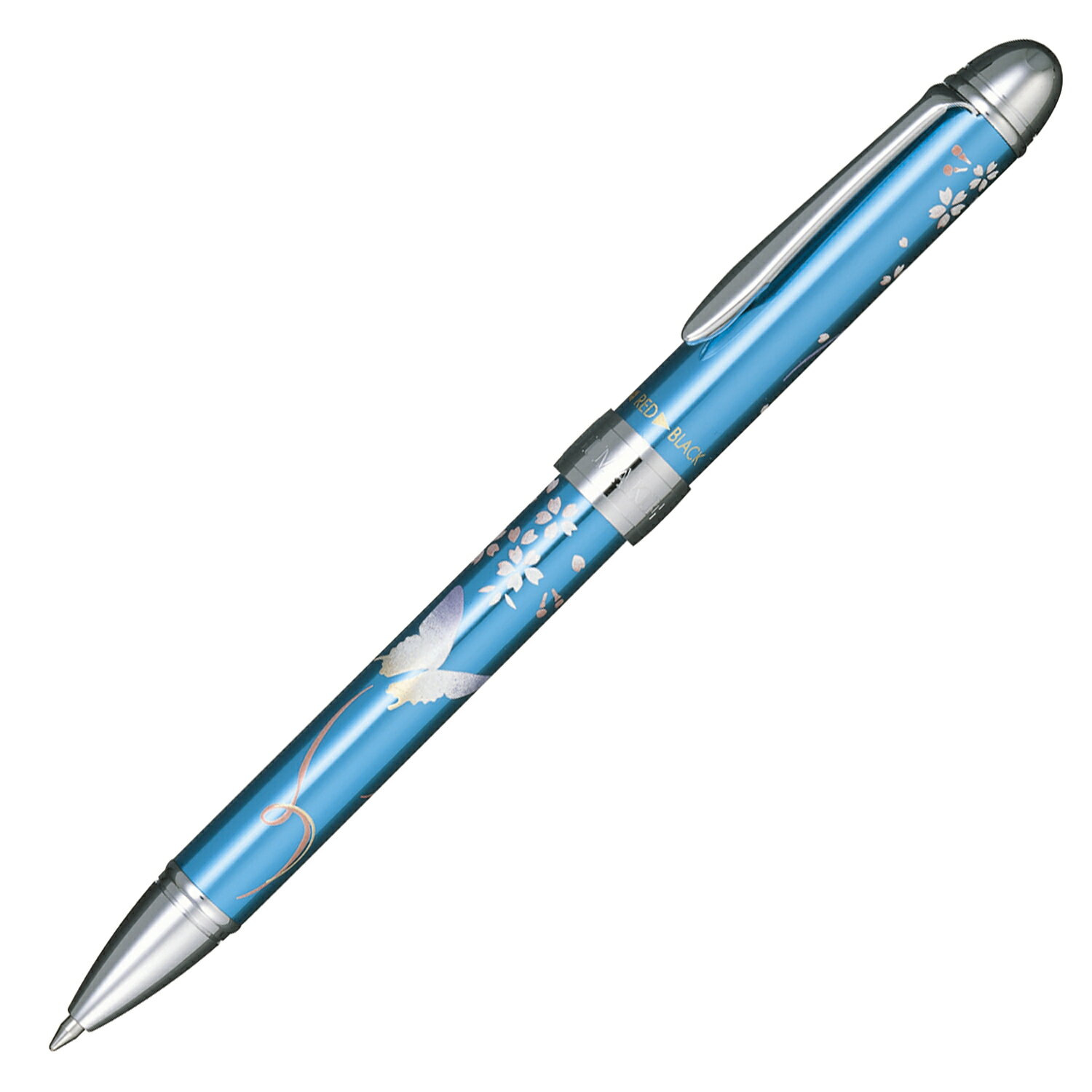 蒔絵の美しい模様を現代技術で再現した優美蒔絵　★　用途に合わせた使い分けに便利！　★1本で3機能　★黒・赤ボールペンと0.5mmシャープペンシルの3機能を内蔵、1本で3役こなす多機能ペン。　★普段使いはもちろん、贈り物にもオススメです。芯(...