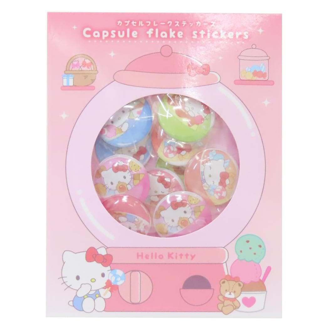 かわいいサンリオキャラクターズのカプセルフレークステッカーズ です。カプセルの中にぎゅっと詰まってかわいい！デザイン/デコレーション/飾り/手帳/ステッカーおしゃれ シール デザイン 文具 文房具 新入学 新学期