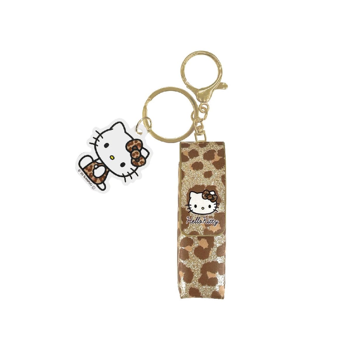 どこか懐かしいハローキティのヒョウ柄ギャルシリーズが登場しました☆リップを入れられるかわいいリップケースチャーム！バッグなどに付けて持ち運べます☆