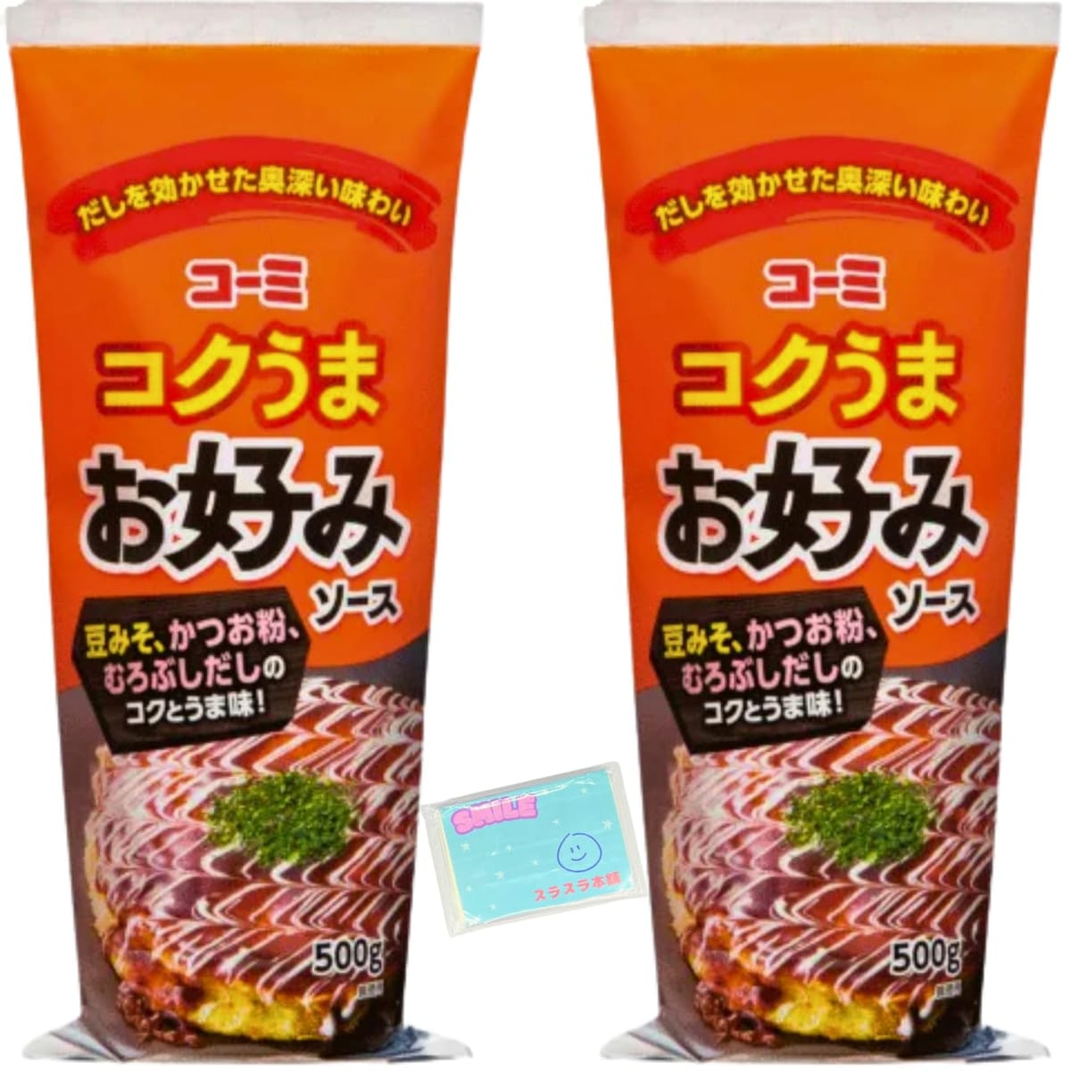 コーミ コクうま お好みソース 500g ×2袋セットです。豆みそ、かつお粉、むろぶしだしを使った、しっかりとしたコクとうま味が持ち味のソースです。 ほどよい甘み、そして酸味をおさえたこだわりの味わいは、ご家庭のお好み焼を美味しく引き立てま...