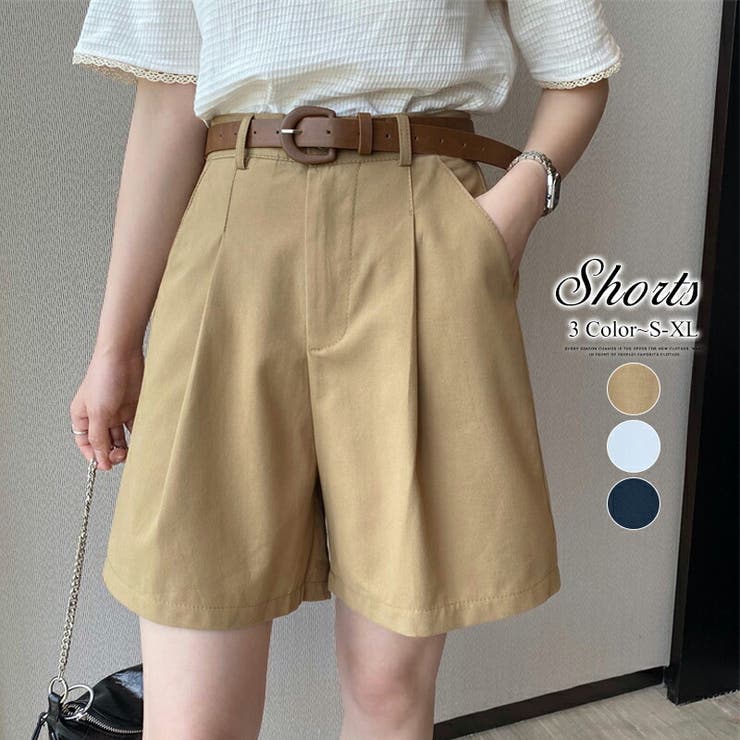 ベルト付きセミフレア美シルエットハーフパンツ定番無地カラーのバリエーションで、春夏のコーデが楽しくなるオススメの一品◎サイズ S:総丈 44cm ウエスト 60cm ヒップ 86cmM:総丈 45cm ウエスト 64cm ヒップ 90cm ...
