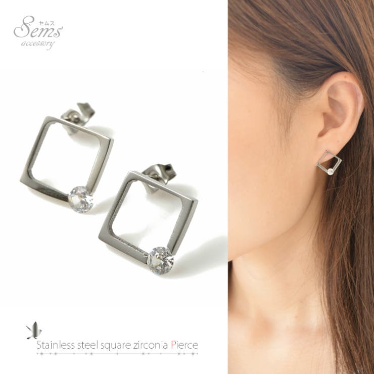 ■商品詳細■ ★モチーフのサイズ★ 約15×15mm,ジルコニア約4mm ★材質★ ステンレススチール,人工石※材質に金属アレルギー反応が起こりにくい【ステンレススチール】ですが、すべての方に金属アレルギー反応が起きないことを保証するもので...