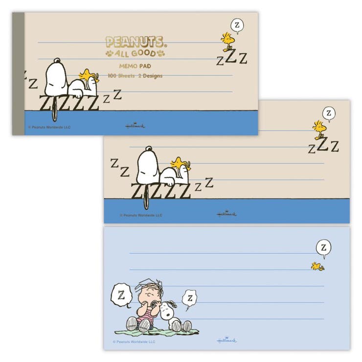 「REST」をテーマにした横型メモメッセージ/ギフト/文房具/ステーショナリー/かわいい大人気PEANUTS/SNOOPYからまたまた可愛いアイテムが登場「ALL GOOD　すべてよし！人生で起こるどんなことも良いことだ」をテーマに、人生で...