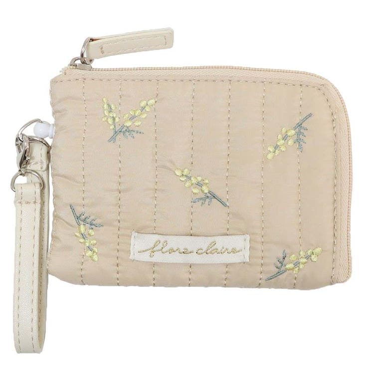 キルティング生地と小花の刺繍が可愛いフロールクレールシリーズかわいい　パスケース/便利/学生/OL/おしゃれ　定期入れキルティング生地と小花の刺繍が可愛い[フロールクレール]シリーズこちらは通勤 通学にぴったりな[ICカードケース＆コインケ...