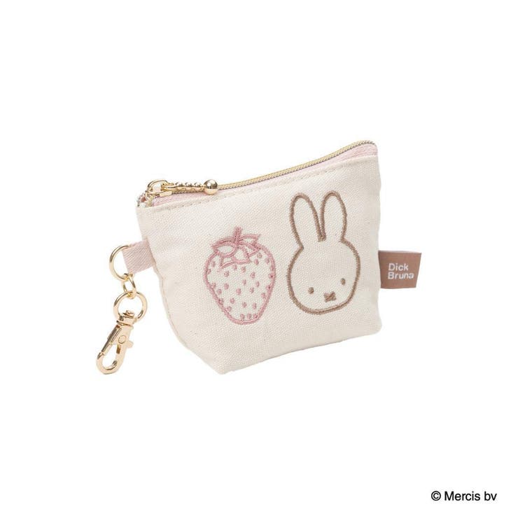 フルーツ等のモチーフをカラフルなライン刺繍で表現したシリーズお洒落/可愛い ポーチ/プレゼント/レディース/お出かけディックブルーナの人気絵本[miffy/ミッフィーちゃん]グッズにまたまた可愛いnewアイテム登場こちらはかわいい[マイクロ...