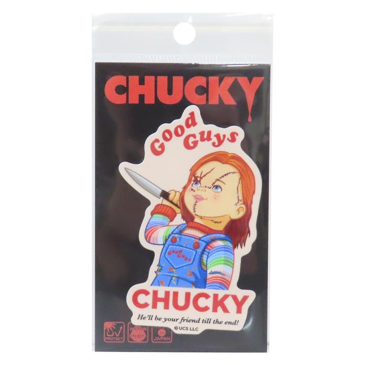 自転車やパソコンいろんなところに貼って楽しい耐水ステッカー目印/コレクションシール/デコシール/ウォータープルーフ/お洒落ホラームービーで人気の[CHUCKY/チャッキー]グッズにまたまた可愛いnewアイテム登場こちらは定番人気アイテム[ス...