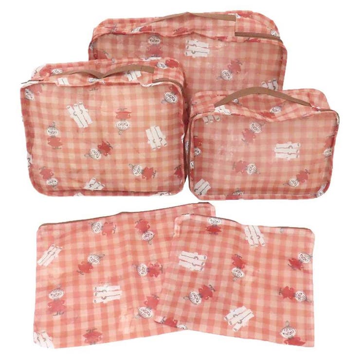 旅行で大活躍のトラベルアイテム！トラベルグッズ/出張/パッキング/収納/小物入れ大人気[Moomin/ムーミン]グッズにまたまた可愛いnewアイテム登場こちらは旅行の仕分けに便利な[メッシュポーチ5点セット]取手付きで持ちやすいマチ付きポー...