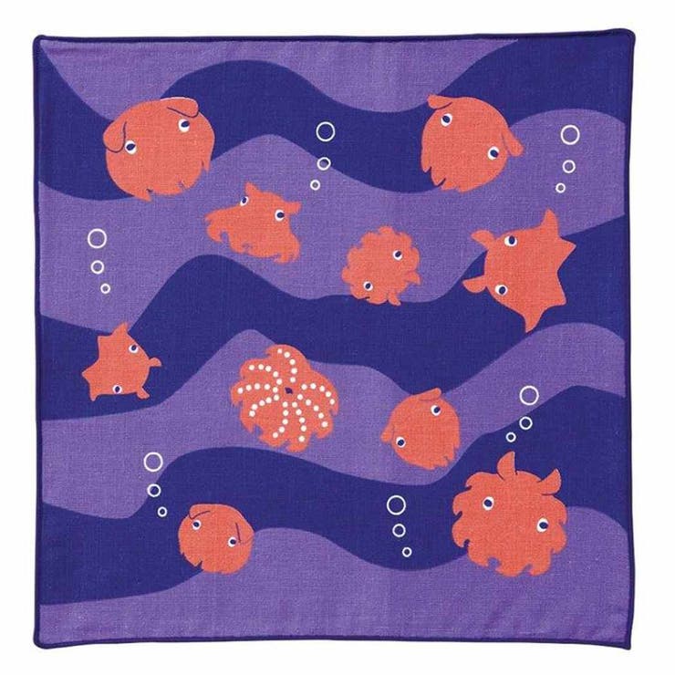 海のいきものたちが可愛いハンカチかわいい/ギフト/贈り物/誕生日/お手拭き毎日が楽しくなるキュートな雑貨シリーズこちらは海のいきものたちが可愛い[水槽ハンカチ]伝統的な和晒(わざらし)生地と肌触りの良いドビー織を組み合わせた自然素材のハンカ...