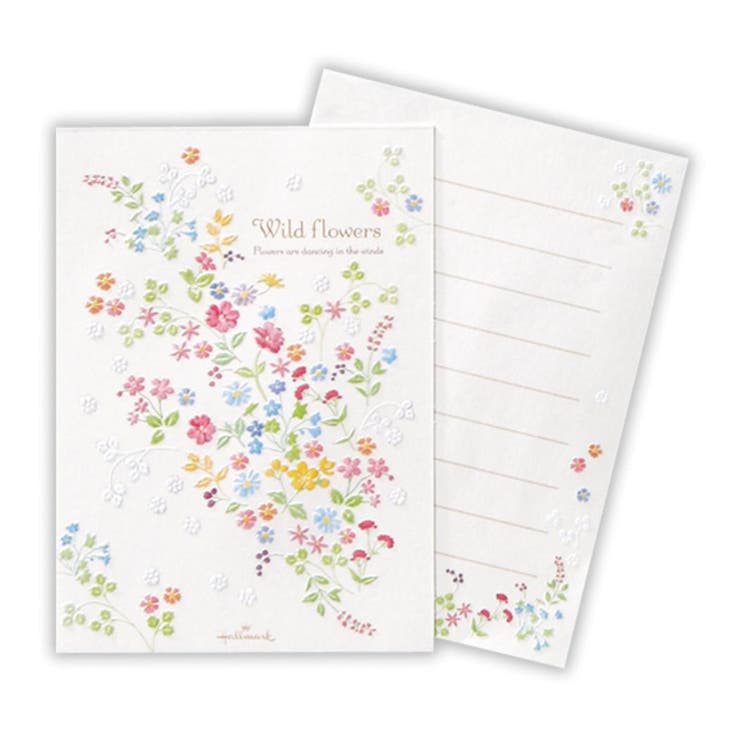 プレゼントや贈り物に一言添えてみよう手紙/文房具/ギフト/誕生日/お祝いホールマークの可憐な花柄のひとことふたこと箋こちらはプレゼントに添えるなど手渡しメッセージにぴったりな[ひとことふたこと箋]エンボス加工の横罫入りミニ便箋が1柄12枚入...